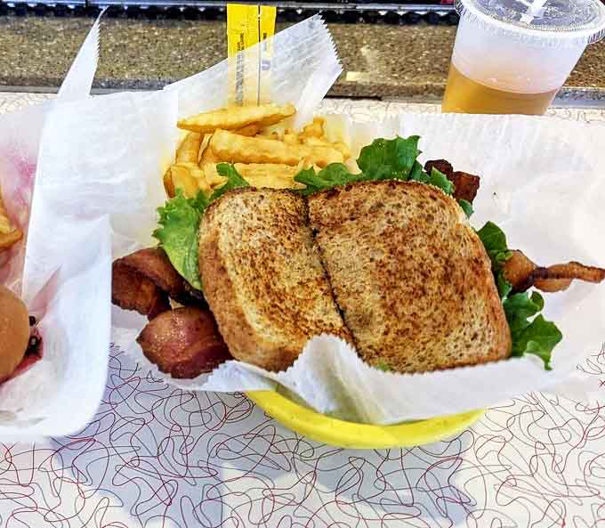 This isn't your standard station fare – thick-cut bacon, garden-fresh lettuce and tomato come together between perfectly toasted bread.