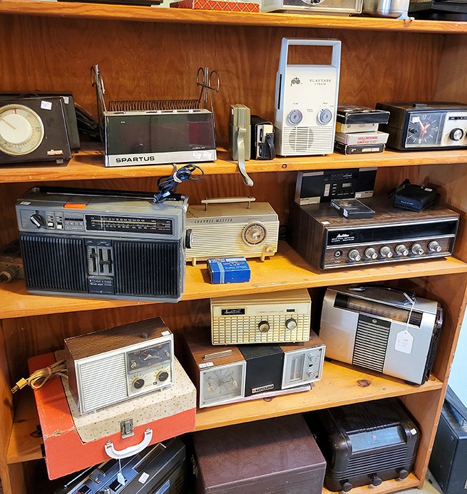 The radio collection spans decades of broadcast technology &ndash; from wooden consoles to space-age transistors that revolutionized portable listening.