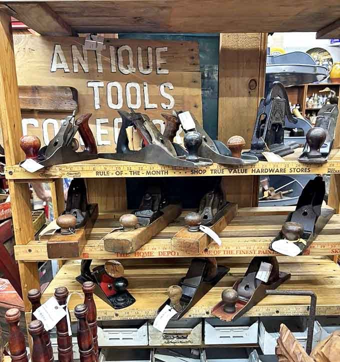 Craftsmen's tools that built America, now waiting for new hands. Your great-grandfather could identify each one; your teenager would think they're torture devices.