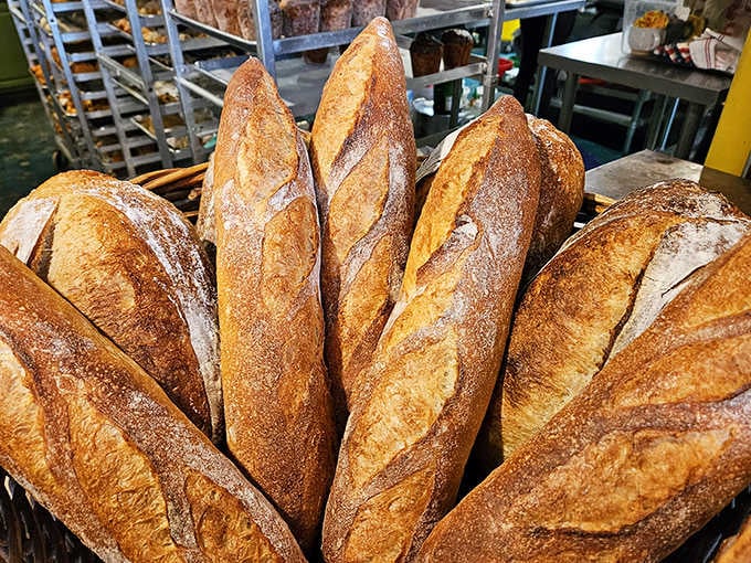 Baguette: These golden-brown beauties stand at attention, their crackling crusts practically begging to be torn into with eager hands.