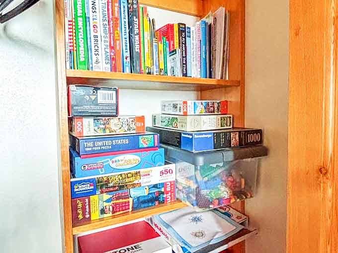 Board games and books galore &ndash; because sometimes the best vacation entertainment doesn't require charging cables.