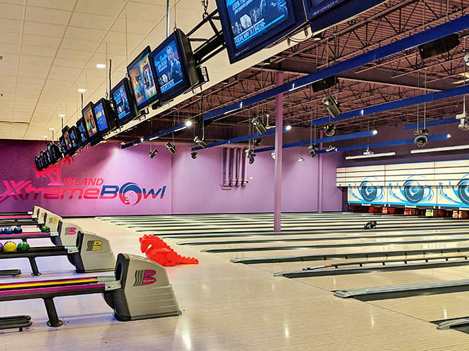 Island Xtreme Bowl offers 24 lanes of pin-smashing entertainment when you're ready to dry off but not ready to call it a day.