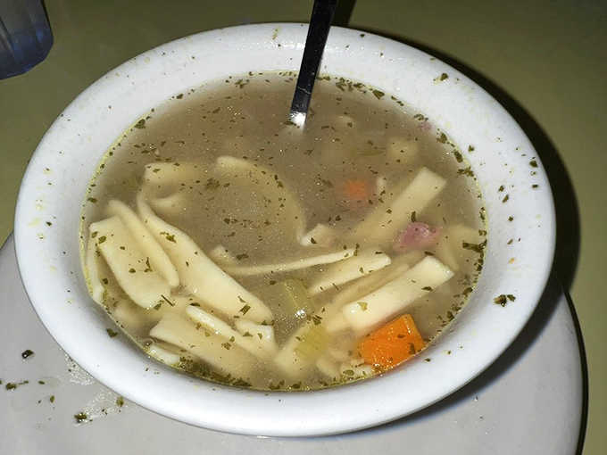 Homemade chicken noodle soup that could heal whatever ails you &ndash; tender chunks of chicken and hearty egg noodles swimming in a broth that tastes like grandma's kitchen.