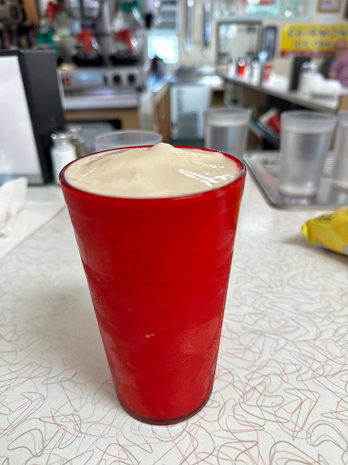 The legendary red cup &ndash; when this arrives at your table, you know you're in for a proper old-fashioned malt experience.