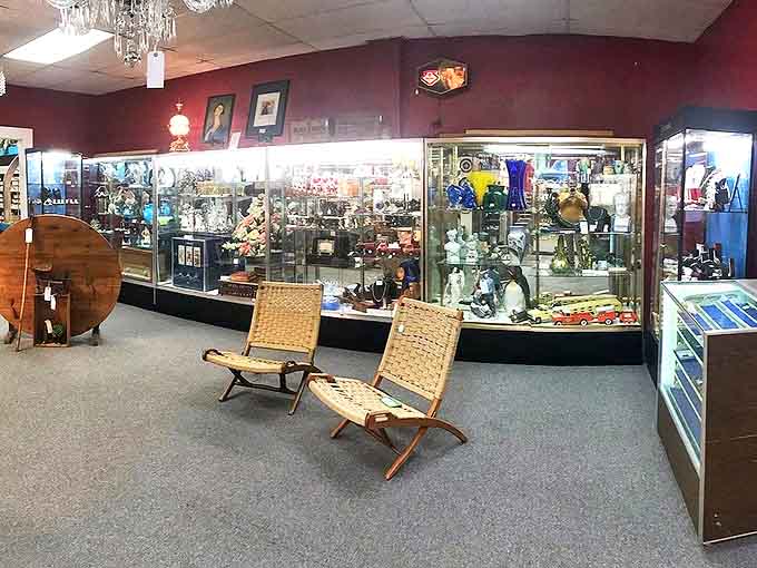Display cases packed with treasures that sparkle and shine, each piece waiting for someone to appreciate its particular brand of vintage magic.