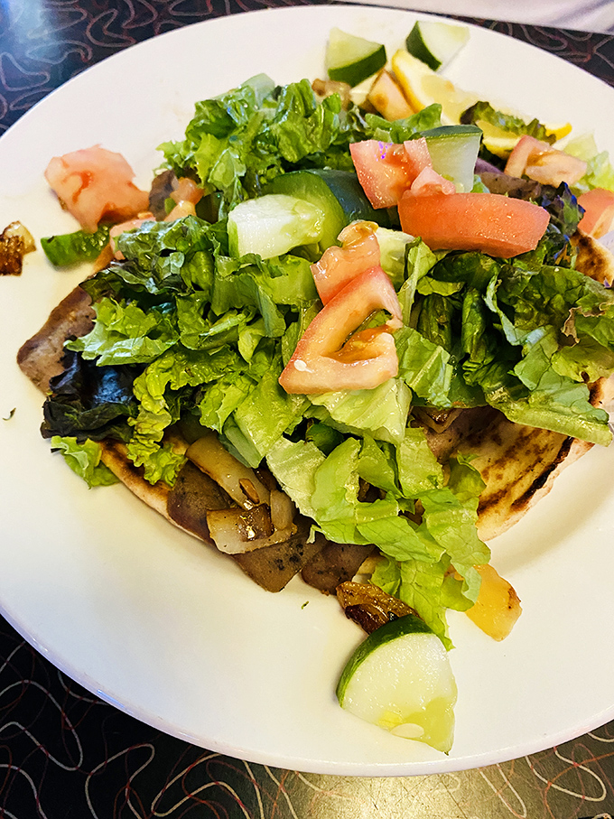 A proper doner kebab that would make any late-night London reveler weep with joy &ndash; fresh vegetables adding crunch to tender, seasoned meat.