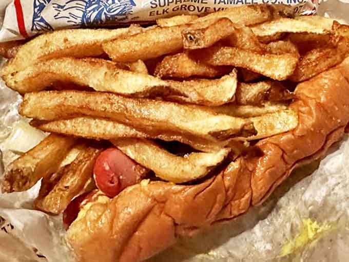 The double dog with a corn tamale proves that sometimes more is actually more, and your cardiologist can wait until tomorrow.