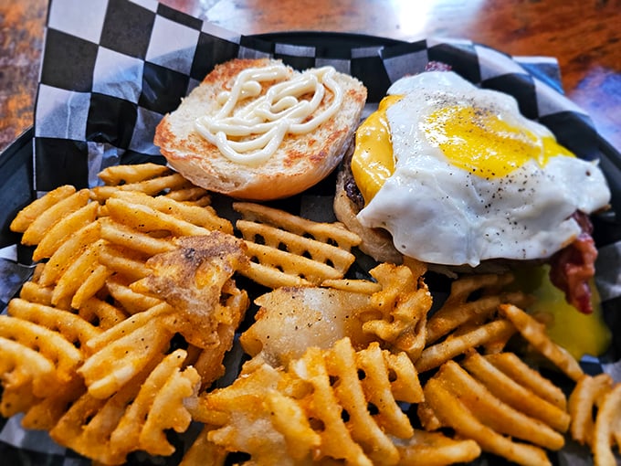 The burger that dreams are made of &ndash; topped with a perfectly fried egg, the yolk creating nature's most perfect sauce.