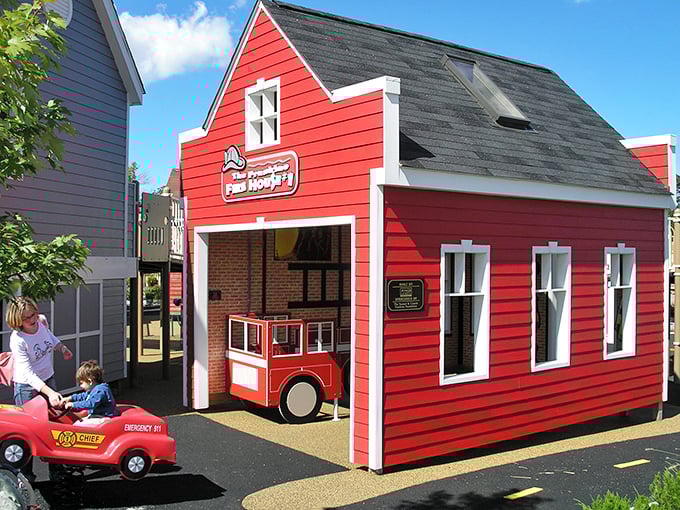 The bright red firehouse complete with its own mini truck &ndash; where future firefighters respond to imaginary emergencies with serious dedication.