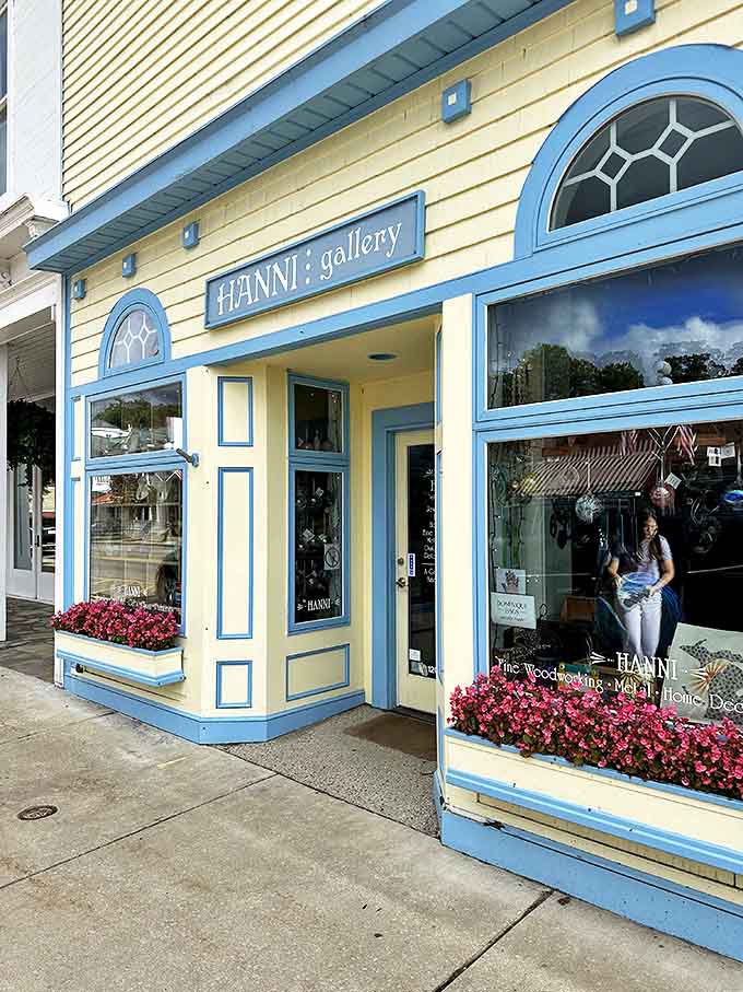Hanni Gallery's cheerful yellow exterior and blue trim invite art lovers to discover treasures that capture northern Michigan's soul on canvas.
