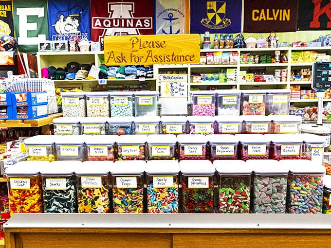 The candy selection that launched a thousand cavities &ndash; colorful bins filled with nostalgic treats that transport you straight back to childhood.