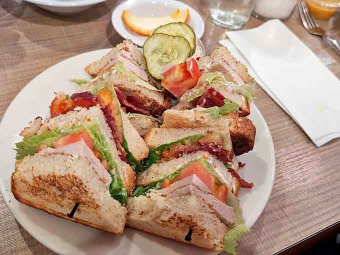 Architectural marvel meets lunchtime perfection in layers so precise they could have been designed by Frank Lloyd Wright.