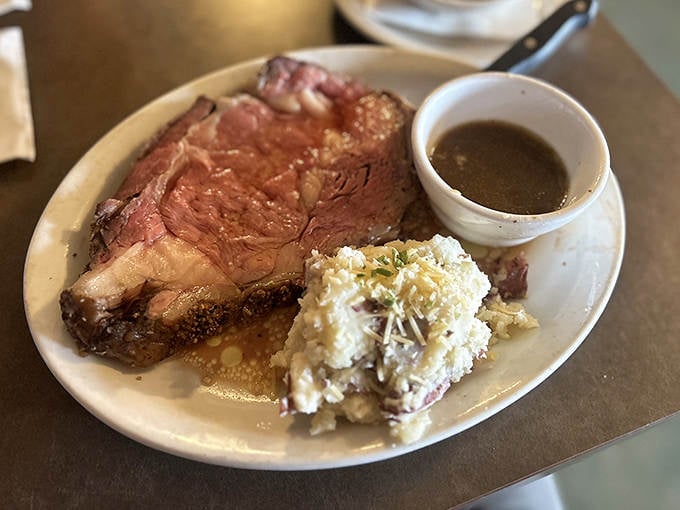 The king of dinner options: prime rib cooked to pink perfection with a seasoned crust that should be illegal in at least seven states.
