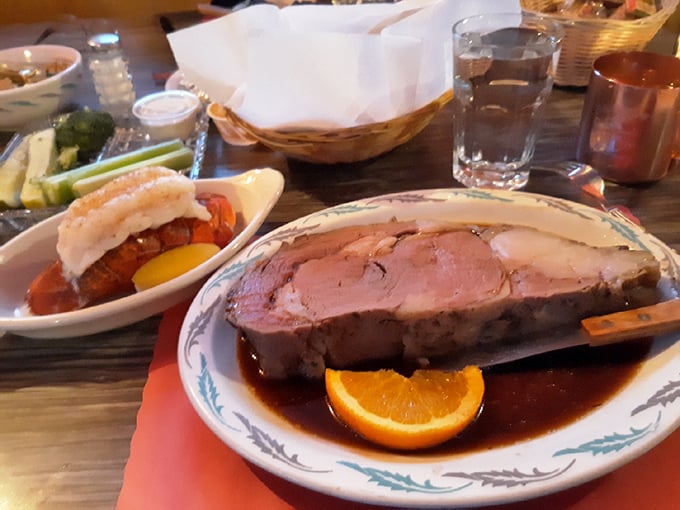 Land meets sea in perfect harmony &ndash; prime rib alongside a buttery lobster tail creates the ultimate "why choose when you can have both?" moment.