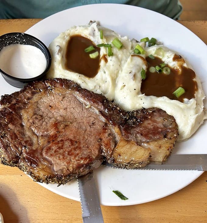 The marriage of succulent prime rib and cloud-like mashed potatoes creates the comfort food equivalent of winning the lottery.