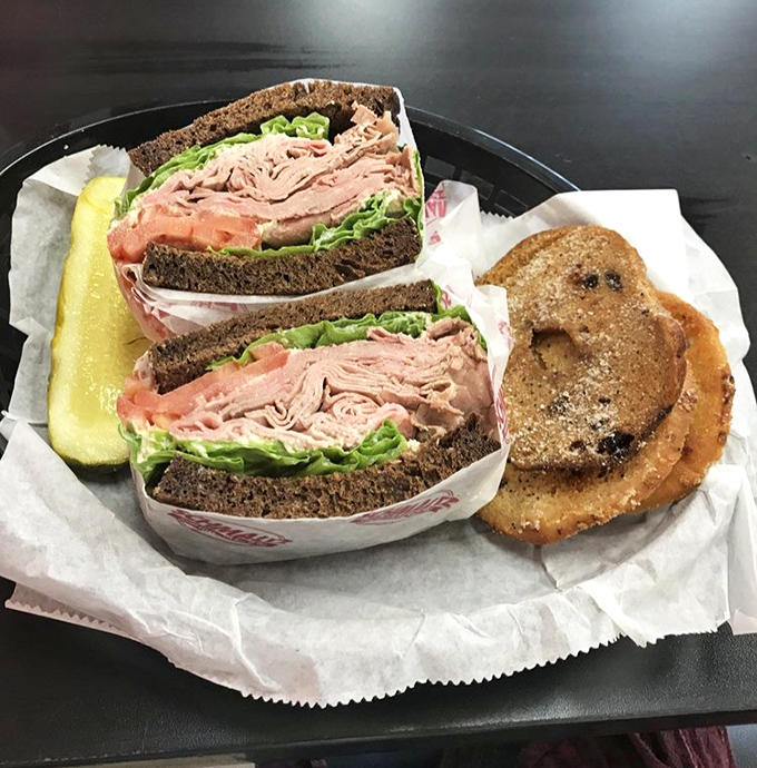 This roast beef sandwich isn't just lunch &ndash; it's an architectural marvel of thinly-sliced perfection between two slices of bread.
