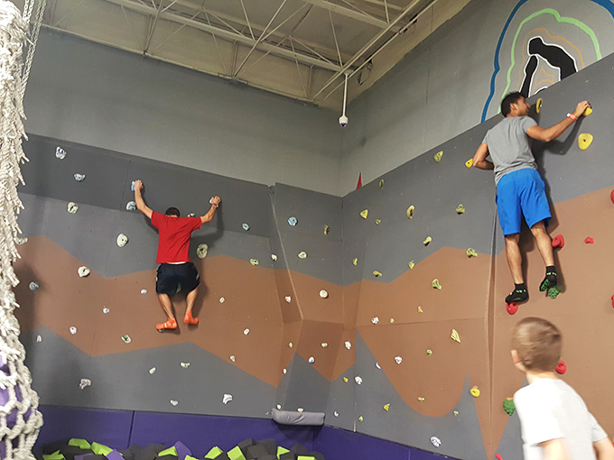 The rock climbing wall offers vertical thrills with horizontal peace of mind. Fall, and you'll land softer than my souffl&eacute; attempt last Thanksgiving.