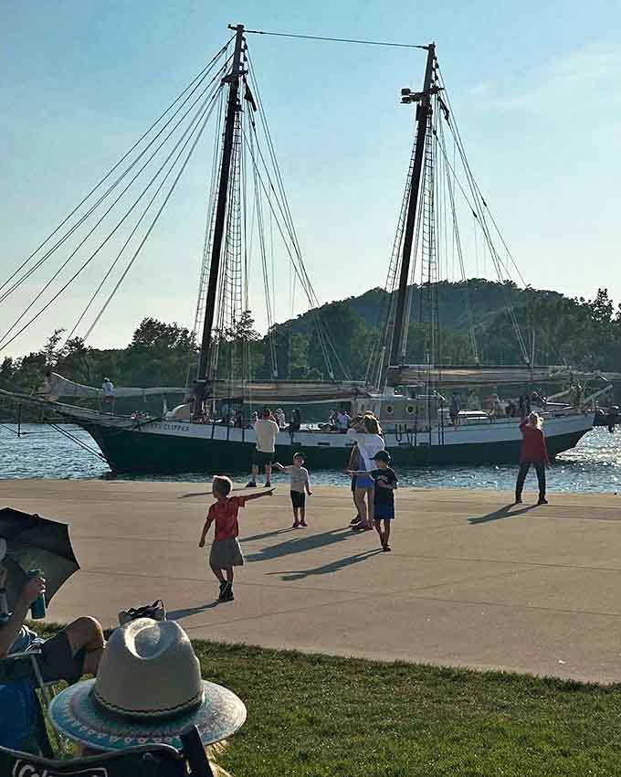 A tall ship docked at the waterfront reminds everyone that Grand Haven's sailing tradition is alive and well.