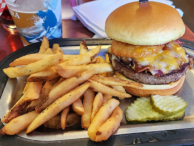 The Smokehouse Burger arrives like a monument to carnivorous indulgence &ndash; a thick, juicy patty that makes dieting seem wildly overrated.