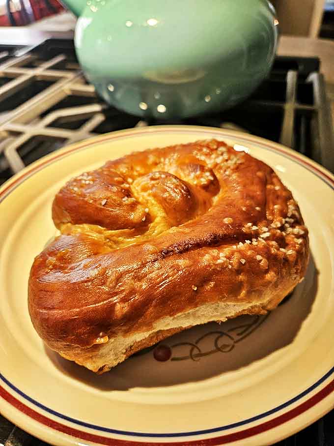 This soft pretzel is so perfectly golden and glossy it could be in a museum, except museums don't let you eat the exhibits.