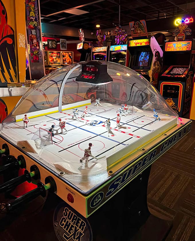 Super Chexx bubble hockey delivers miniature ice battles under glass, where tiny players never tire and goalies never blink.