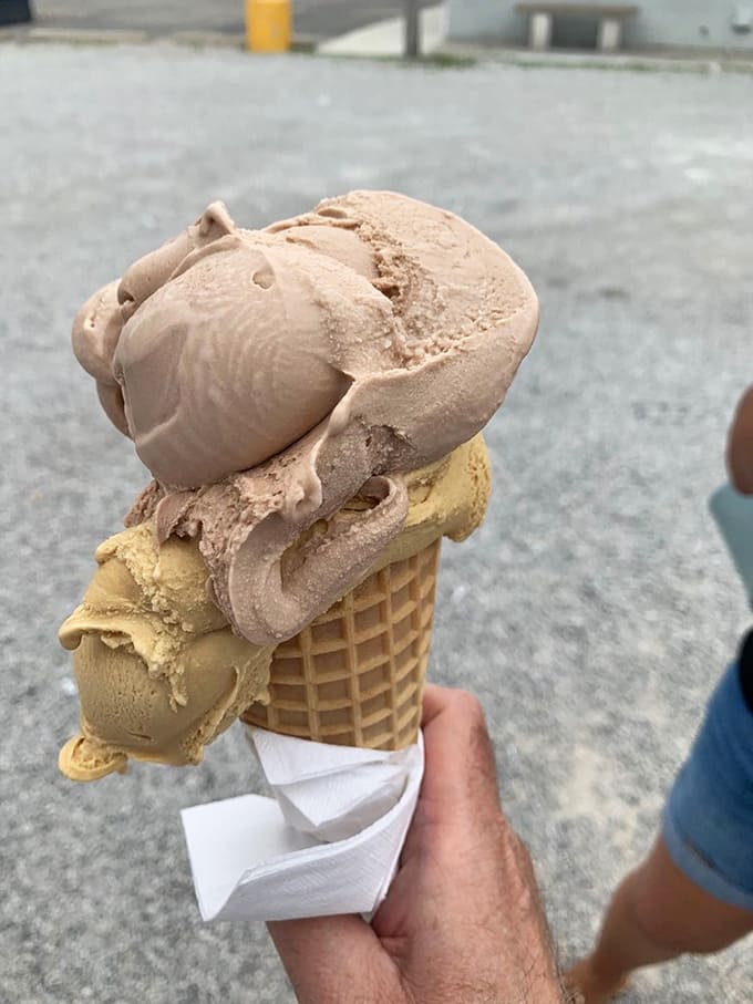 A triple-scoop tower of creamy indulgence that transforms an ordinary cone into an extraordinary experience &ndash; summer in edible form.