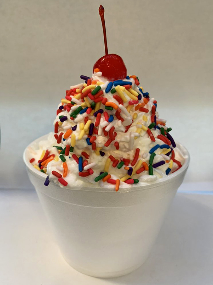 Rainbow sprinkles on vanilla ice cream&mdash;proof that sometimes the simplest combinations create the most perfect moments.