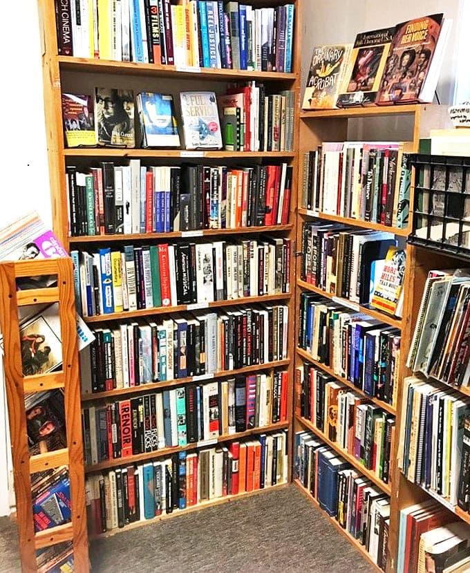 Like a game of literary Tetris, these shelves showcase the art of maximizing space while maintaining browsability.