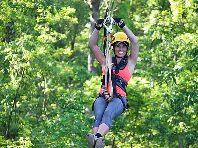 Pure joy captured mid-flight&mdash;this is the face of someone who's forgotten all about their inbox for a blissful moment.