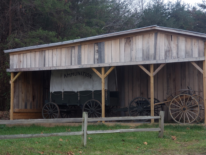 Ammunition wagons like this one supplied the essential powder and shot that frontier settlers depended on daily.