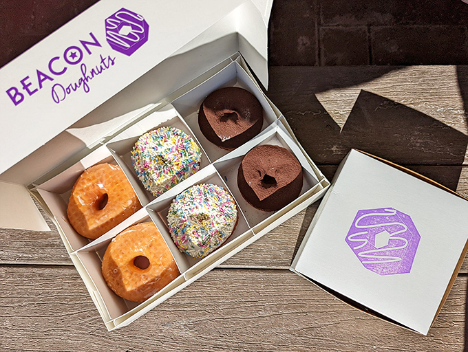The treasure chest of the donut world &ndash; six different paths to happiness, all neatly arranged in a box that's begging to be photographed.