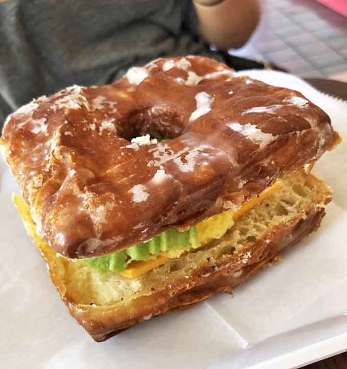 The breakfast cronut sandwich &ndash; where sweet meets savory in a mind-blowing combination that shouldn't work but absolutely does.