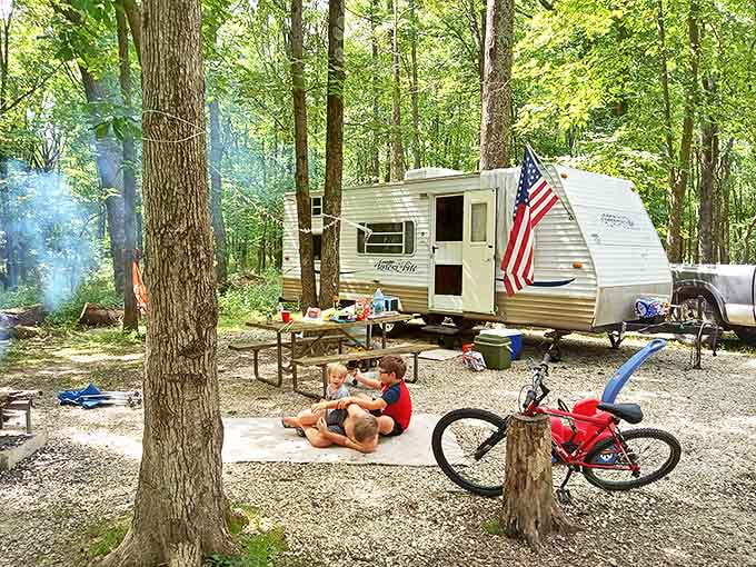 Camping nirvana &ndash; where s'mores taste better, stories grow taller, and city stress doesn't stand a chance against campfire therapy.