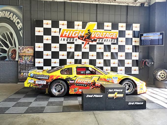 This yellow racing machine isn't just for show &ndash; it's a reminder that professionals started somewhere too, probably right where you're standing.