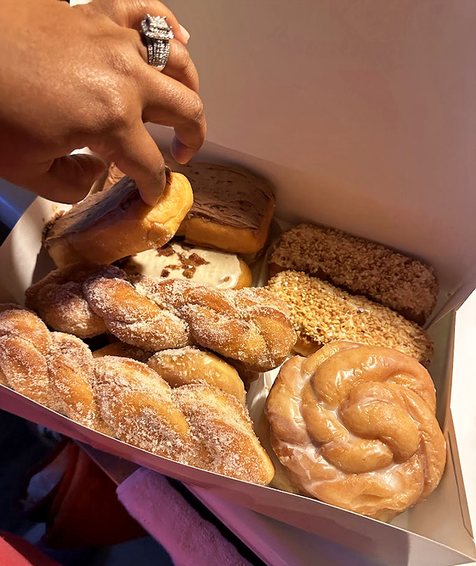 The cinnamon-sugar coating on these twisted delights provides that perfect sweet crunch before giving way to pillowy dough beneath.