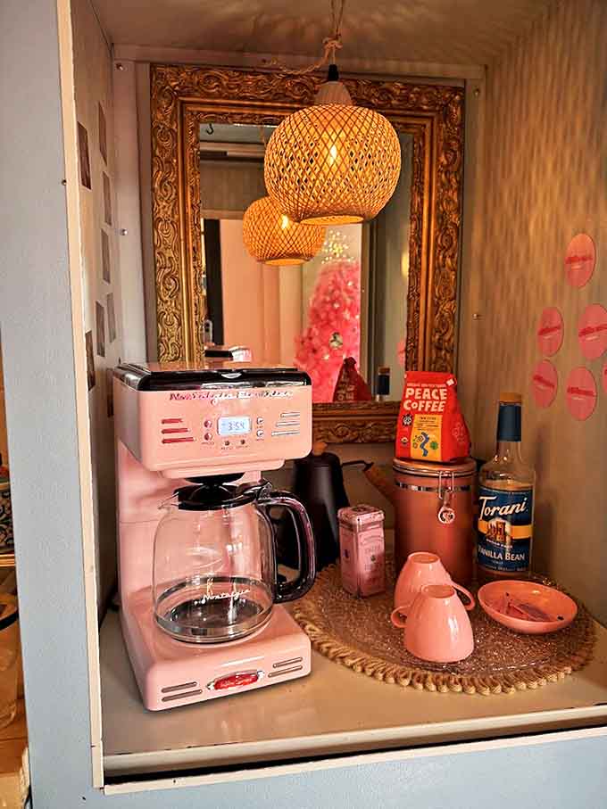 Not just a coffee station &ndash; it's a pink-powered morning motivation center where even the most mundane Monday feels like a retro diner experience.