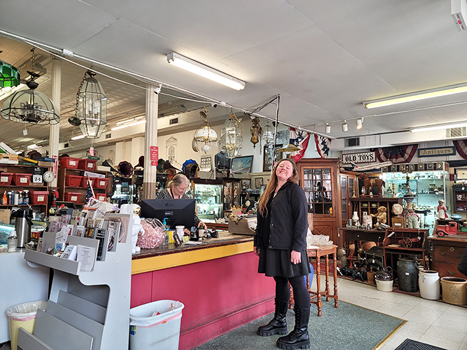The checkout counter, where treasure hunters part with modern money for pieces of the past.