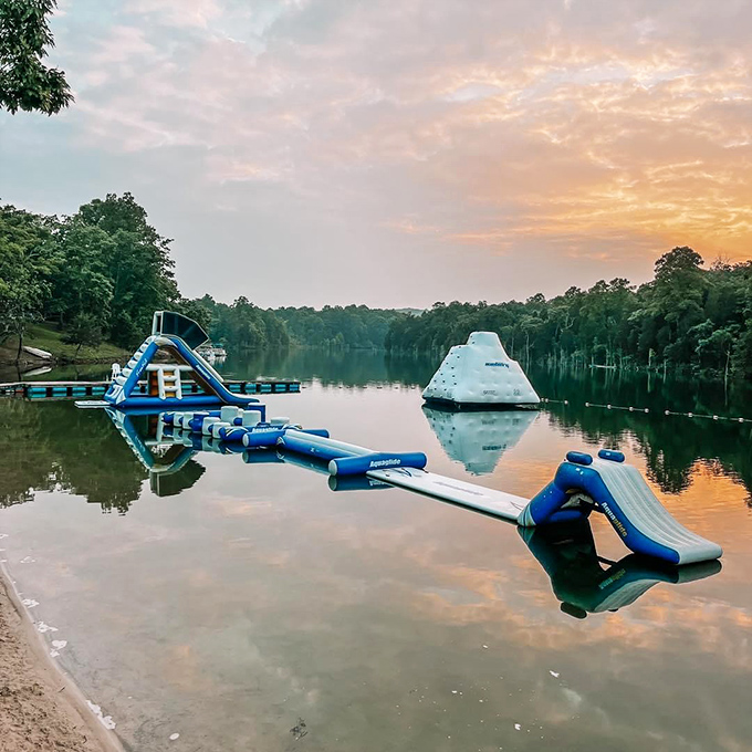 Inflatable obstacle courses transform ordinary swimming into Olympic-worthy challenges &ndash; spectacular wipeouts guaranteed and greatly appreciated.