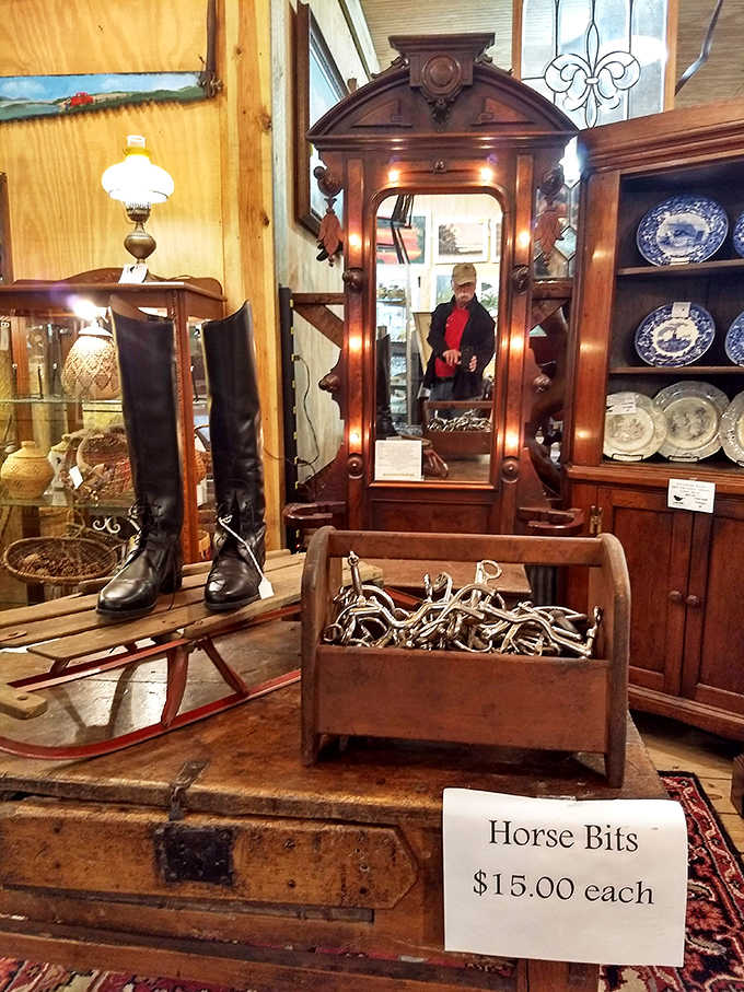 Not just decorative but historical &ndash; these vintage horse bits and riding equipment speak to Florida's rich equestrian heritage and agricultural past.