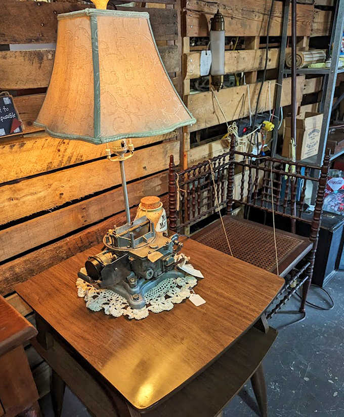 Not your average lighting fixture! This ingenious lamp transforms a vintage sewing machine into functional art that tells stories while it illuminates.