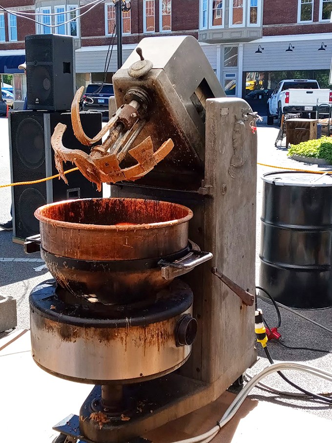 This industrial mixer might look intimidating, but it's responsible for countless smiles – the original Heath toffee-making workhorse.