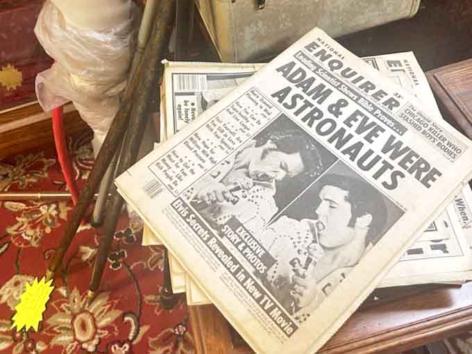 "Adam & Eve Were Astronauts" declares this vintage tabloid &ndash; journalism was clearly more creative before fact-checking became fashionable.