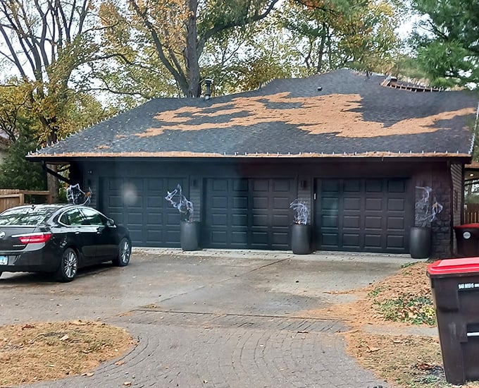 The garage continues the home's commitment to darkness &ndash; even your car gets to enjoy the gothic treatment.
