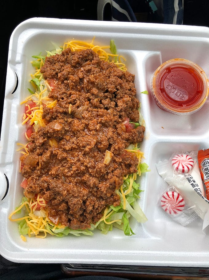 When a salad is this loaded with seasoned meat and cheese, it technically counts as health food, right? At least that's what we tell ourselves.