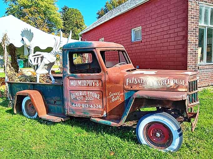 This isn't just any old truck &ndash; it's a rusty chariot of vintage dreams, wearing its "Mo & Murphy's" heritage like a badge of honor.