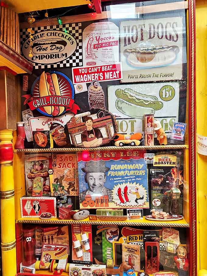 A treasure trove of hot dog history adorns the walls &ndash; vintage advertisements and memorabilia that tell the story of America's beloved street food.