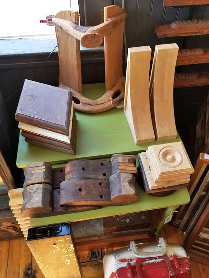 These aren't just wooden pieces &ndash; they're architectural puzzle parts from demolished buildings, each curve and corner telling stories of craftsmen long gone.