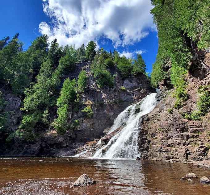 Caribou Falls drops down rocky steps in a series of cascades that get more beautiful with each level.