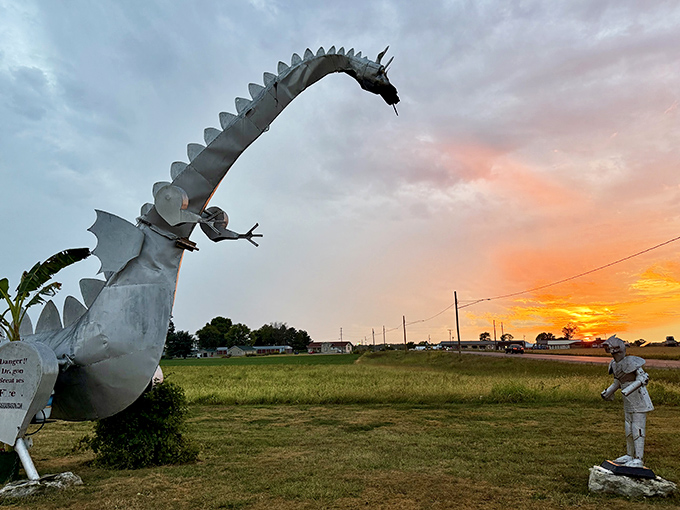 The Kaskaskia Dragon combines art, engineering, and pyrotechnics into one unforgettable roadside attraction that literally brings the heat.