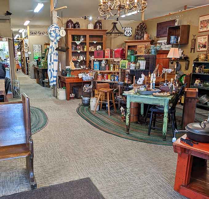 Rows of carefully arranged antiques create pathways to the past, where every turn reveals something wonderful.